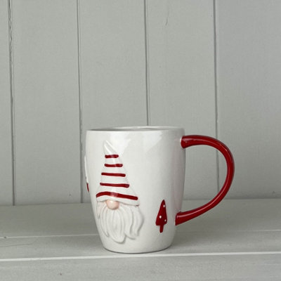 Satchville Red And White Ceramic Gonk Mug