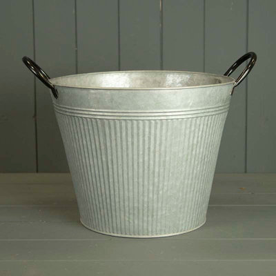 Satchville Round Ribbed Aged Zinc Planter