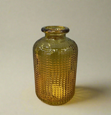 Satchville Yellow Dimpled Glass Bottle