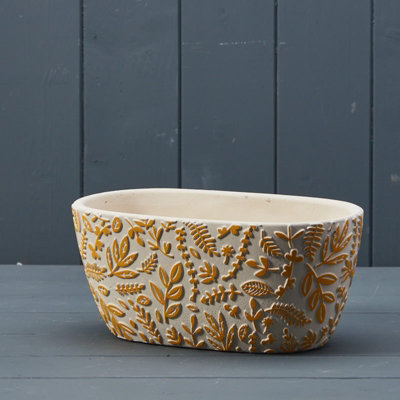 Satchville Yellow Leaf Trough Planter