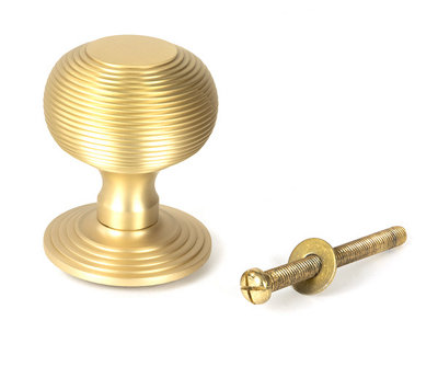 Satin Brass Beehive Centre Door Knob