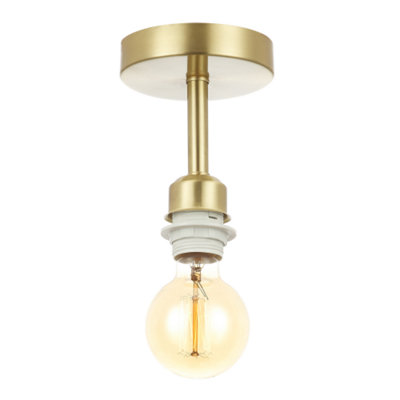 Satin Brass Gold Plated Ceiling Light Fitting for Industrial Style ...