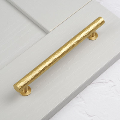 Satin Brass Hammered T Bar Cabinet Handle 160mm