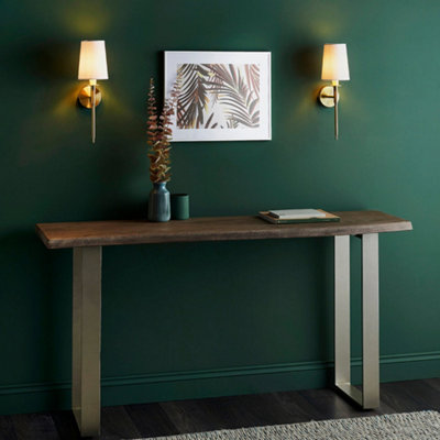 Satin Brass Plated Wall Light & White Cotton Shade - Modern Sconce Fitting