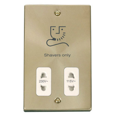 Satin / Brushed Brass Shaver Socket 115v/230v - White Trim - SE Home ...