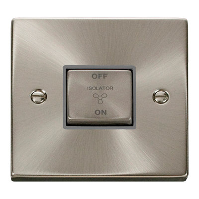 Satin / Brushed Chrome 10A 1 Gang Ingot 3 Pole Fan Isolation Switch ...
