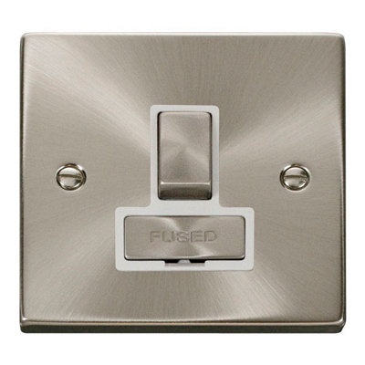 Satin / Brushed Chrome 13A Fused Ingot Connection Unit Switched - White ...