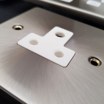 Satin / Brushed Chrome 2 Gang Size 45A Switch - White Trim - SE Home ...