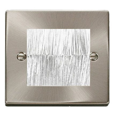 Satin / Brushed Chrome Brush Outlet Plate - White Trim - SE Home | DIY ...
