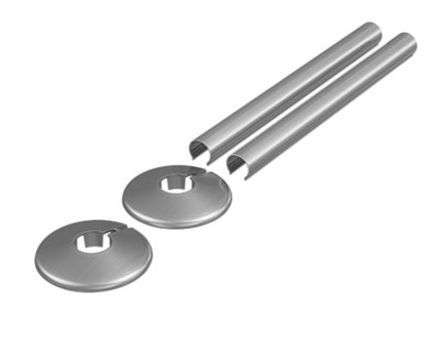 Satin Brushed Nickel Radiator Pipe Covers & Collars 15mm x 300mm Length ...