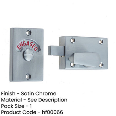 Satin Chrome Bathroom Indicator Bolt 61x42mm - Perfect for Any Door ...