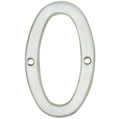 Satin Chrome Door Number 0 - 75mm Height 4mm Depth House Numeral Plaque