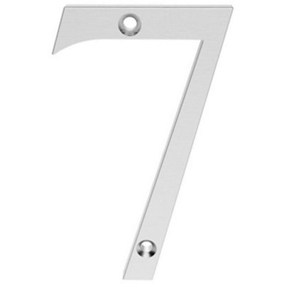 Satin Chrome Door Number 7 75mm Height 4mm Depth House Numeral Plaque ...
