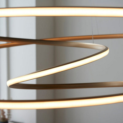 Satin Gold XL Ceiling Pendant Tape Light & Matt White Diffuser - Warm ...