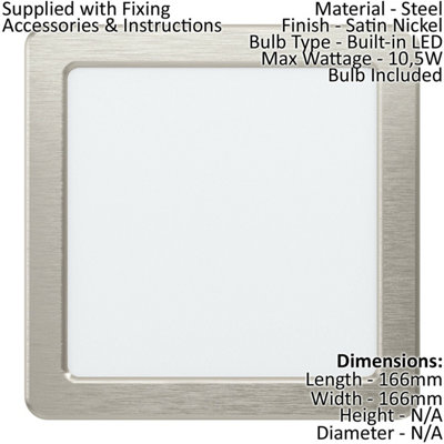 Satin Nickel 10.5W LED Wall and Ceiling Flush Downlight Spotlight
