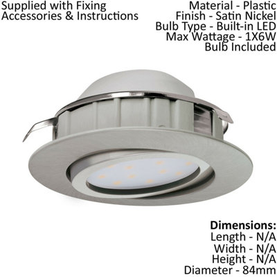 Satin Nickel 6W Wall Ceiling Flush Downlight with Built-in LED