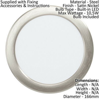 Satin Nickel Flush Downlight Spotlight 10.5W with Built-in LED for Wall ...