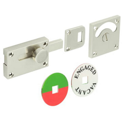 Satin Nickel Indicator Lock for Privacy - Sliding Bathroom Toilet Door Bolt
