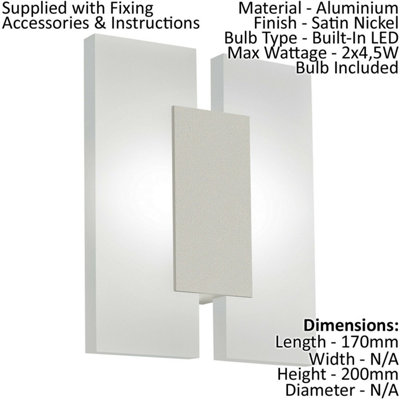 Satin Nickel Wall Light with LED Bulbs for Warm White Illumination