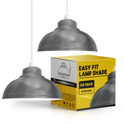 Satin Nikel Ceiling Light Shade, Vintage Metal 29cm Cone Shaped Lamp ...