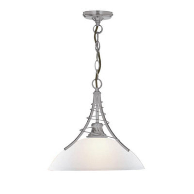 Satin Silver Ceiling Pendant Light With Shade from Lights4Living