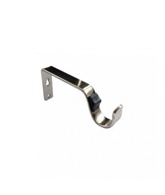 Satin Silver Quick Lock Fixed Metal Curtain Pole Support Bracket Pair ...