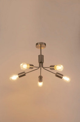 SATIN SLVER 5 LIGHT CEILING LIGHT