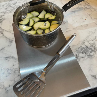SATIN STAINLESS STEEL FOLDED EDGE WORKTOP SAVER, COUNTER PROTECTOR ...