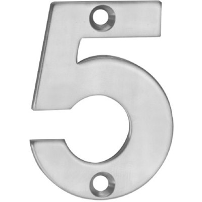 Satin Steel Door Number 5 - Small 50mm Height House Numeral Plaque Sign ...