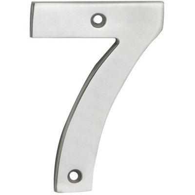 Satin Steel Door Number 7 - 100mm Height 5mm Depth House Numeral Plaque ...