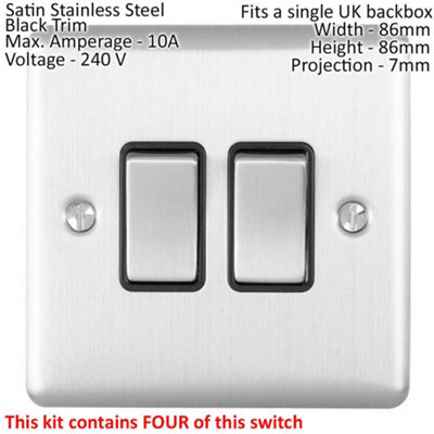 SATIN STEEL House Socket & Switch Set -14x Light & 14x Switched UK ...