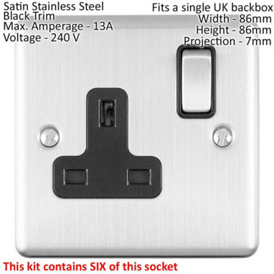 SATIN STEEL House Socket & Switch Set -14x Light & 26x Switched UK ...