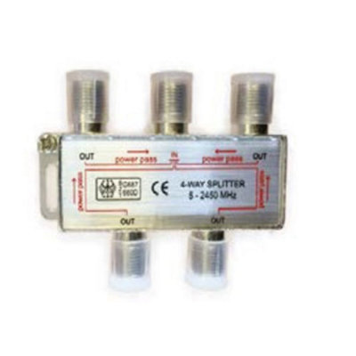 SATSPLIT4 4 Way 5-2400MHz TV Aerial High Quality Unit Compact Cable Connect