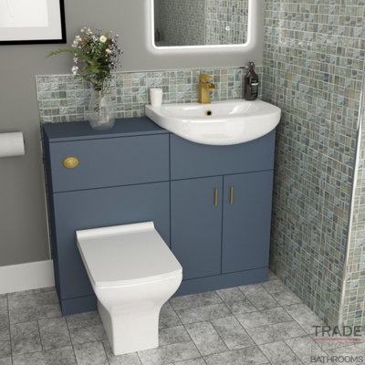 Saturn 1050mm Complete Bathroom Set Stiffkey Blue Brushed Brass