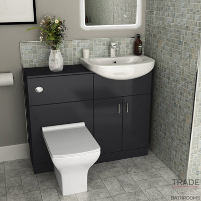 Saturn Chrome 1050mm Furniture Pack Anthracite Grey inc BTW Toilet ...