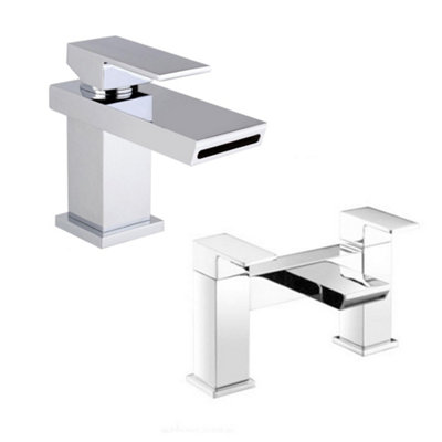 SATURN WATERFALL TAP SET - BASIN MONO & BATH FILLER MIXER | DIY at B&Q