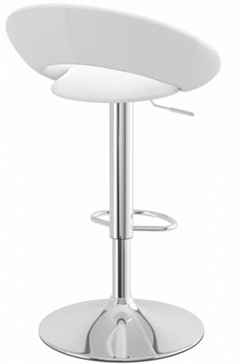 Saturn White Bar Stool Moon Faux Leather Height Adjustable.