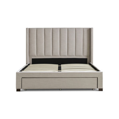 Savannah Natural Oat Upholstered Storage - Double 4ft6 Drawer Bed Frame ...