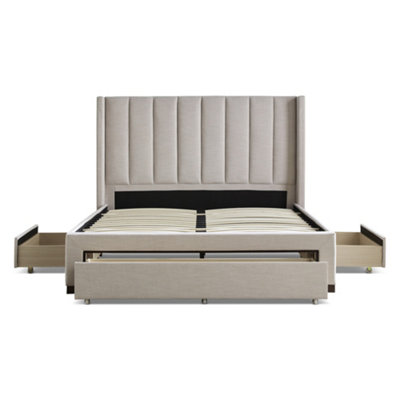 Savannah Natural Oat Upholstered Storage - Double 4ft6 Drawer Bed Frame ...
