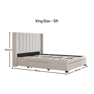 Savannah Natural Oat Upholstered Storage - King Size 5ft Drawer Bed ...