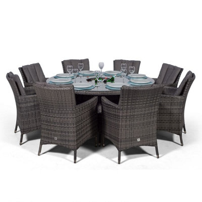 Savannah Round 8 Seater Rattan Dining Set with Ice Bucket Drinks Cooler ...