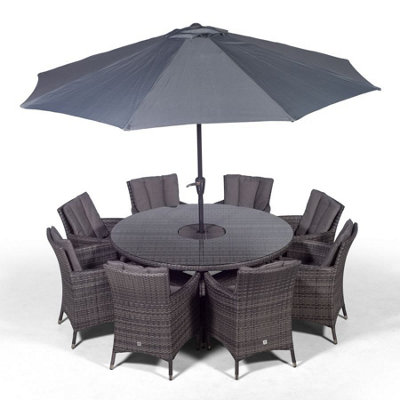Savannah Round 8 Seater Rattan Dining Set with Ice Bucket Drinks Cooler ...