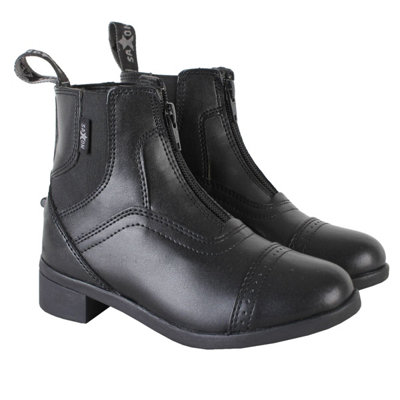 SAXON CHILDRENS/KIDS SYNTOVIA ZIP PADDOCK BOOTS BLACK (2 UK)