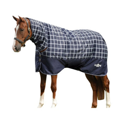 Saxon Defiant Combo Neck Plaid Midweight Horse Turnout Rug Navy (4 3 ...