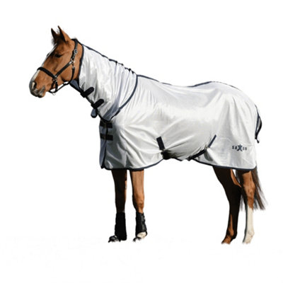 Saxon Mesh Combo Neck Turnout Rug White/Navy (4ft 3in)