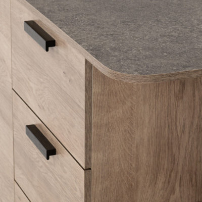 Saxton 1 Door 3 Drawer Sideboard Mid Oak Effect and Grey Finish