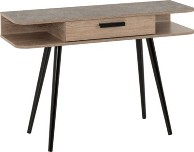 Saxton 1 Drawer Console Table in Mid Oak Effect and Grey Finish | DIY ...