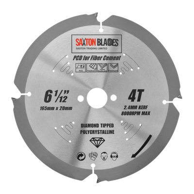 Saxton PCD1654T PCD Circular Saw Blade, 165mm x 4 Teeth Polycrystalline ...