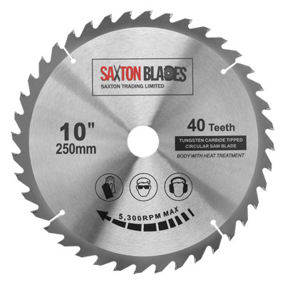 Saxton TCT25040T TCT Circular Saw Blade 250mm x 40T x 30mm Bore + 16 ...
