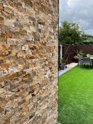 Scabos Multi Colour Travertine 5 x 10cm Brick Size Split Face Cladding ...